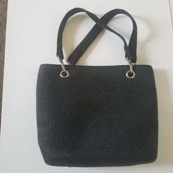 Magid | Bags | Magid Black Paper Straw Tote Detachable Strap Silver ...